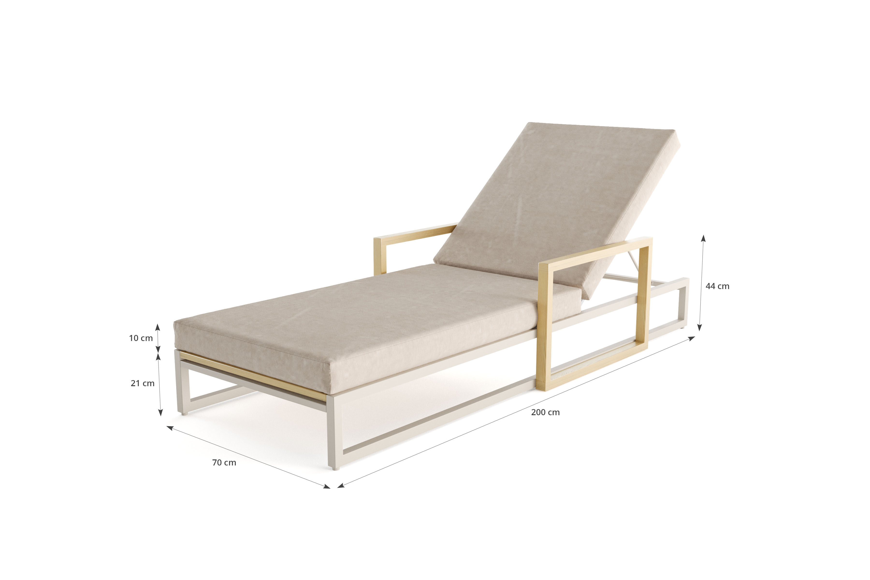 Auckland Sonnenliege | Mit Armlehnen | Alu | Beige
