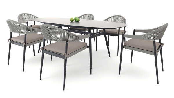 Baki Lounge - Edelstahl Lounge mit Teakholz