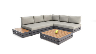 Baki Gartenlounge | 6 Personen | Teakholz Ablageflächen | Taupe