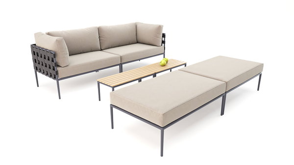 Baki Gartenlounge | 6 Personen | Teakholz Ablageflächen | Taupe
